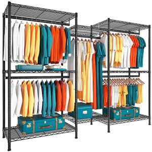 raybee clothes rack, heavy duty clothing rack load 835lbs, clothes racks for hanging clothes rack, metal garment rack heavy duty clothing rack, free standing closet, wardrobe closet, 77"h*75"w*17.8"d