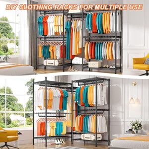 Raybee Clothes Rack, Heavy Duty Clothing Rack Load 835LBS, Clothes Racks for Hanging Clothes Rack, Metal Garment Rack Heavy Duty Clothing Rack, Free Standing Closet, Wardrobe Closet, 77"H*75"W*17.8"D