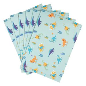 CENTRAL 23 - Wrapping Paper for Boys - Dino Cakes - 6 Sheets of Cute Birthday Gift Wrap for Kids - Dinosaur T-rex Rhino - Blue Green Yello - For Kids - Made in the UK