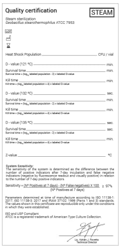 Tuttnauer Biological Indicators: Steam, Ultra-Rapid - 20 Minute (50 ct. Box)