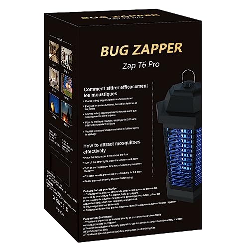 GOOTOP Bug Zapper Outdoor Electric, Mosquito Zapper, Fly Traps, Fly Zapper, Mosquito Killer, 3 Prong Plug, 90-130V, ABS Plastic Outer (Black)