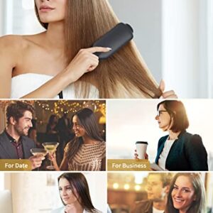 Hair Straightener Brush Heated Straightening Brush: Negative Ion Hot Hair Brush for Smooth Frizz-Free Women Hair - Ceramic Flat Iron Brush - Dual Voltage Anti-Scald Fast Heating