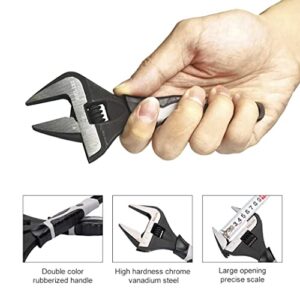 DELIXI Adjustable Wrench 6 inch, Small Wrench, Thin Stubby Spanner, 1.3 inch Wide Opening, Multi-function Pocket Wrenches for Repair, Decoration