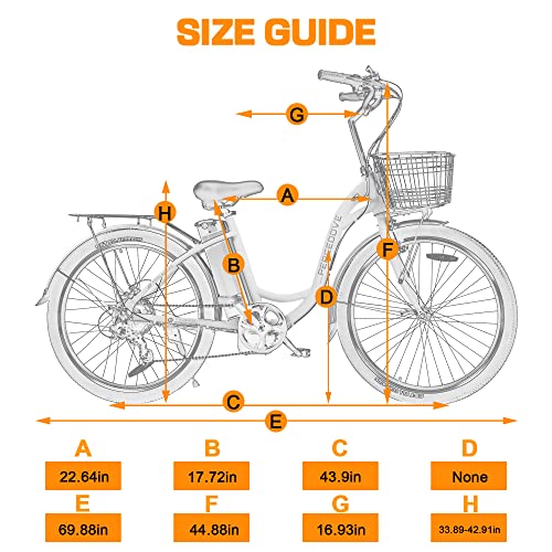 ECOTRIC Electric Bike 26" E Bike 350W Motor Cruiser Electric Bicycles Removable 36V 10AH Lithium Battery Commute Step-Through Ebike Moped for Adults with Basket Shimano 7 Speed Gears