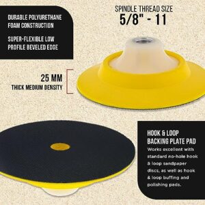 Dura-Gold Pro Series 5" Super Flex Flexible Edge Polishing Buffing Hook and Loop Backing Pad, 5/8" - 11 Threads - Rotary Polisher Buffer Backup Pad, Attach Foam Wool Buff Pads Automotive Car Detailing