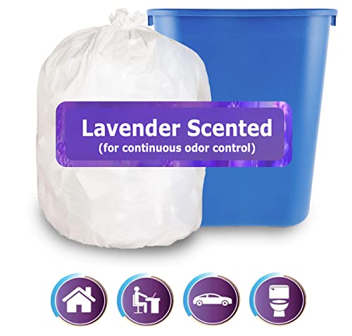 CCLINERS 4 Gallon Trash Bag Lavender Scented (440 Count) Small Bathroom Garbage Bags Wastebasket Can Liners White Trash Bags for Home Kitchen Office Bins (440 Bags)