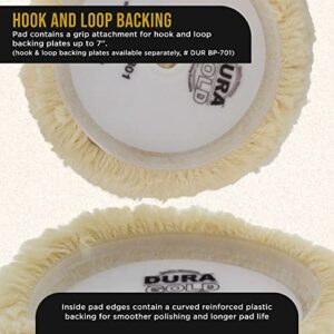 Dura-Gold 8" Wool Hook & Loop Grip Buffing Pad for Compound Cutting & Polishing - Fits Automotive Car Detailing Polisher Sanders - Polish Auto Paint, Boat Marine Epoxy