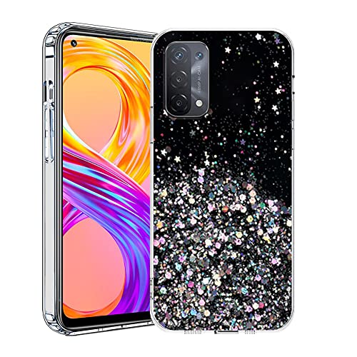 Compatible with Realme 7 Pro Case Clear Glitter Sparkly Phone Case Shockproof Realme 7 Pro Cases Silicone Cute Slim Protective Case (Realme 7 Pro, Black)