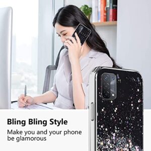 Compatible with Realme 7 Pro Case Clear Glitter Sparkly Phone Case Shockproof Realme 7 Pro Cases Silicone Cute Slim Protective Case (Realme 7 Pro, Black)