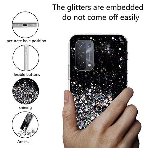 Compatible with Realme 7 Pro Case Clear Glitter Sparkly Phone Case Shockproof Realme 7 Pro Cases Silicone Cute Slim Protective Case (Realme 7 Pro, Black)