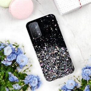 Compatible with Realme 7 Pro Case Clear Glitter Sparkly Phone Case Shockproof Realme 7 Pro Cases Silicone Cute Slim Protective Case (Realme 7 Pro, Black)