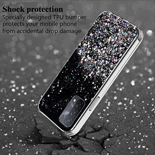 Compatible with Realme 7 Pro Case Clear Glitter Sparkly Phone Case Shockproof Realme 7 Pro Cases Silicone Cute Slim Protective Case (Realme 7 Pro, Black)