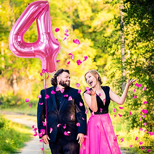 KatchOn, Hot Pink 4 Balloon Number - 40 Inch | Hot Pink 4 Birthday Balloon | 4 Year Old Birthday Decorations | Number 4 Balloons for 4th Birthday Balloons | Pink Four Balloon for 4th Birthday Supplies