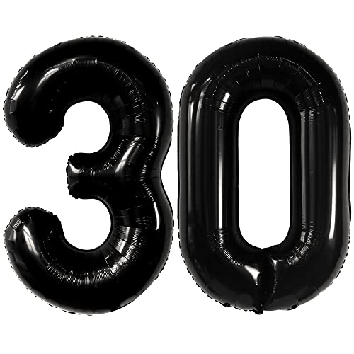 KatchOn, Black 30 Balloon Numbers Set - 40 Inch | Black 30 Birthday Balloons for 30th Birthday Decorations for Women and Men | Black 30th Birthday Balloons for Happy 30th Birthday Decorations for Him