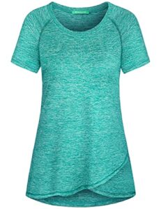 kimmery womens workout tops for women short sleeve shirts for women summer tops for women 2023 yoga tops athletic tops light green shirt l