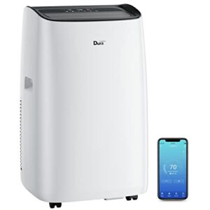 duracomfort smart portable air conditioners, 12000 btu(ashrae) /8150 btu (sacc) quiet ac unit, built-in dehumidifier and fan modes, mobile app, cools up to 450 sq. ft, white