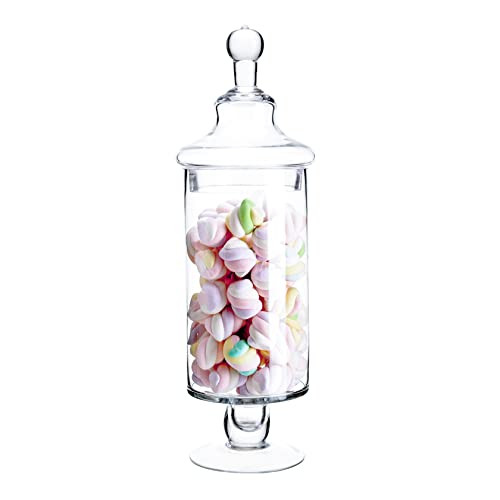 Glass Apothecary Jars, Clear Candy Bowl Dishes Holder Elegant Storage Buffet Display, Decorative Wedding Candy Organizer Canisters (Height: 14" Body: 4")