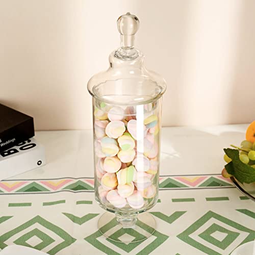 Glass Apothecary Jars, Clear Candy Bowl Dishes Holder Elegant Storage Buffet Display, Decorative Wedding Candy Organizer Canisters (Height: 14" Body: 4")