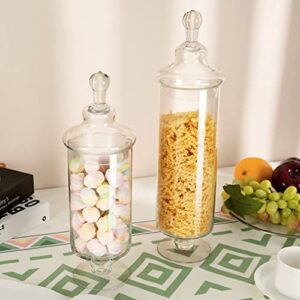 Glass Apothecary Jars, Clear Candy Bowl Dishes Holder Elegant Storage Buffet Display, Decorative Wedding Candy Organizer Canisters (Height: 14" Body: 4")