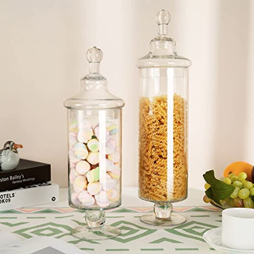 Glass Apothecary Jars, Clear Candy Bowl Dishes Holder Elegant Storage Buffet Display, Decorative Wedding Candy Organizer Canisters (Height: 14" Body: 4")