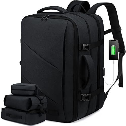 LOVEVOOK Carry on Backpack, Extra Large 35-50L Expandable Travel Backpack Airline Approved, Anti-Theft Waterproof Backpack for Travel, 18 Inch Laptop Backpack with USB Port for Men & Women