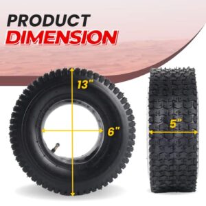 (2-Set) AR-PRO Replacement 13x5.00-6 Tire and Inner Tube Sets for Razor Dirt Quad Versions 1-18 - Compatible with Yerf Dog, Motovox, and More - Also Compatible with Yard Tractors and Hand Trucks