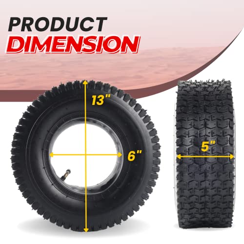 (2-Set) AR-PRO Replacement 13x5.00-6 Tire and Inner Tube Sets for Razor Dirt Quad Versions 1-18 - Compatible with Yerf Dog, Motovox, and More - Also Compatible with Yard Tractors and Hand Trucks