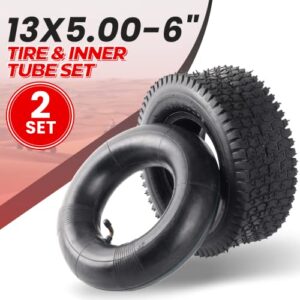 (2-Set) AR-PRO Replacement 13x5.00-6 Tire and Inner Tube Sets for Razor Dirt Quad Versions 1-18 - Compatible with Yerf Dog, Motovox, and More - Also Compatible with Yard Tractors and Hand Trucks