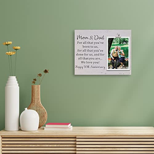 ZENNLAB 50th Wedding Anniversary Picture Frame for Mom and Dad, Gift for Parents 50th Anniversary Keepsake, Golden Anniversary Decorations for Parent from Daughter