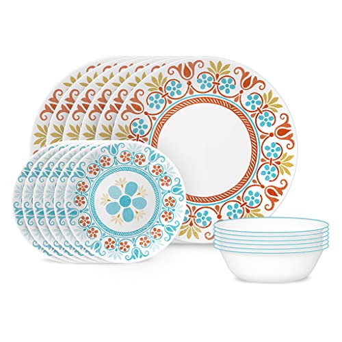 Corelle Terracotta Dreams Dinnerware Set for 6, 18 Pieces | Dinner Plates, Appetizer Plates, and 18 Oz Bowls | Dishwasher, Microwave, and Freezer Safe | Proudly Made in the USA