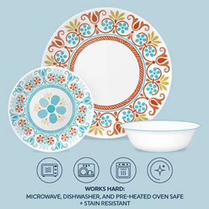 Corelle Terracotta Dreams Dinnerware Set for 6, 18 Pieces | Dinner Plates, Appetizer Plates, and 18 Oz Bowls | Dishwasher, Microwave, and Freezer Safe | Proudly Made in the USA