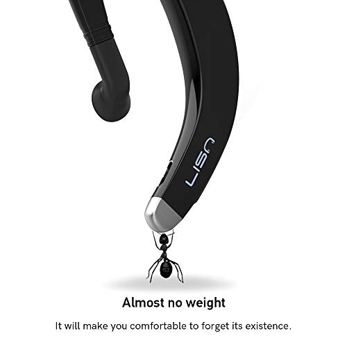 LISN Ear-Hook Bluetooth Headphones, True Wireless Open Ear Bluetooth Headsets with Mic, Ultra-Light Painless Bluetooth Earpieces 8-10 Hrs Playtime for Cell Phone (TWS-Black)