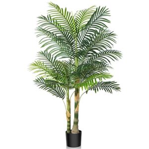 kazeila artificial golden cane palm tree, 5ft fake tropical palm plant, pre potted faux greenry plant for home decor office house living room indoor