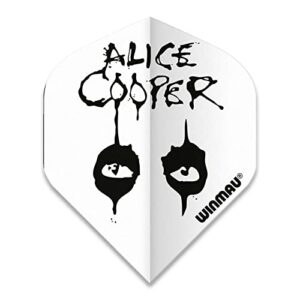 winmau alice cooper eyes rock legends 100 micron strong standard dart flights (3 sets - 9 flights)