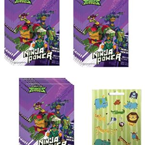 amscan TMNT Ninja Turtles Birthday Party Supplies Favor Bundle Pack includes 24 Party Favor Loot Bags