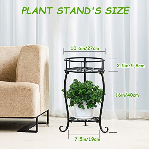 YENGOTH Potted Plant Stand 2 Tier Metal Flower Pot Stand Anti-Rust Heavy Duty Plant Holder Shelf for Home Indoor Outdoor