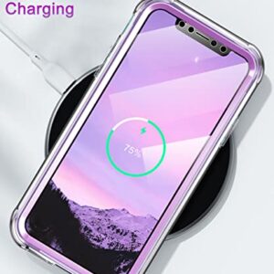 Hocase for iPhone XR Case, (with Built-in Screen Protector) Shockproof Soft TPU+Hard Plastic Rugged Slim Cute Stylish Full Body Protective Case for iPhone XR 6.1" 2018 - Watercolor Marble