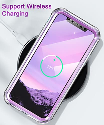 Hocase for iPhone XR Case, (with Built-in Screen Protector) Shockproof Soft TPU+Hard Plastic Rugged Slim Cute Stylish Full Body Protective Case for iPhone XR 6.1" 2018 - Watercolor Marble