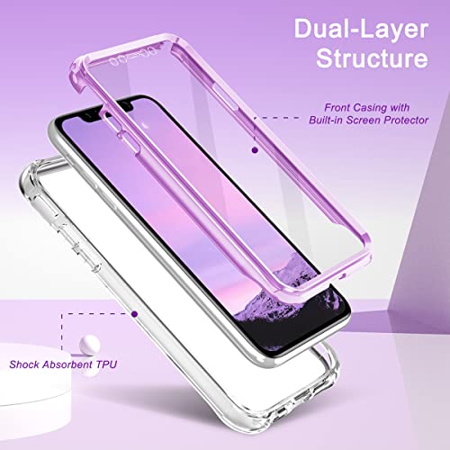 Hocase for iPhone XR Case, (with Built-in Screen Protector) Shockproof Soft TPU+Hard Plastic Rugged Slim Cute Stylish Full Body Protective Case for iPhone XR 6.1" 2018 - Watercolor Marble