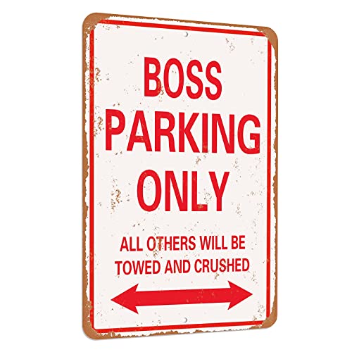 TCHPAX 12X8 - BOSS Parking only vintage look funny mental tin sign-inches-Aluminum