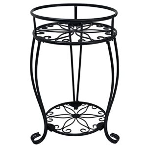 casimr 2 tier plant stand, 19.2 inch tall metal potted holder rack,indoor outdoor multiple flower pot shelf rustproof iron garden container for garden patio living room corner balcony, black