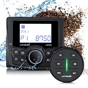 marine digital media receiver - weatherproof marine stereo system with wireless remote - built-in 3" dot matrix lcd display, amplifier, bluetooth, digital media mp3 player, am/fm radio