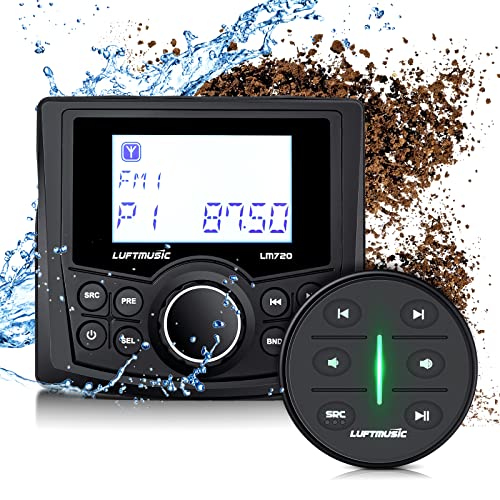 Marine Digital Media Receiver - Weatherproof Marine Stereo System with Wireless Remote - Built-in 3" Dot Matrix LCD Display, Amplifier, Bluetooth, Digital Media MP3 Player, AM/FM Radio