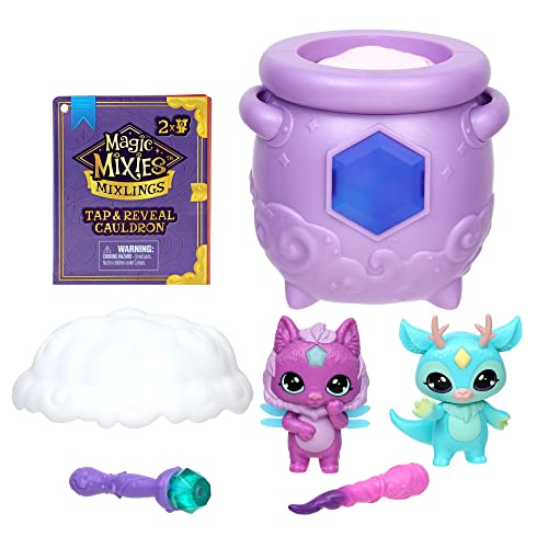 Magic Mixies Mixlings Tap & Reveal Cauldron 2 Pack, Magic Wand Magic Power and Surprise Reveal on Cauldron, for Kids Aged 5 and Up (Styles May Vary), Multicolor