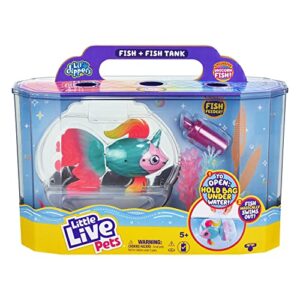 little live pets - lil' dippers: fantasea | interactive toy fish & tank, magically comes alive in water, feed and swims like a real fish