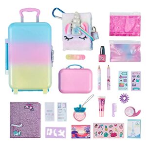 real littles unicorn travel pack with toy suitcase, carry bag, unicorn journal and 15 surprise toy accessories inside - amazon exclusive