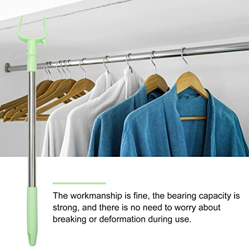 BESPORTBLE Curtain Rod Hooks 2pcs Stainless Steel Clothesline Props Adjustable Clothes Rods Dressing Stick Clothes Drying Pole Outdoor Coat Hanger for Clothes Metal Hangers