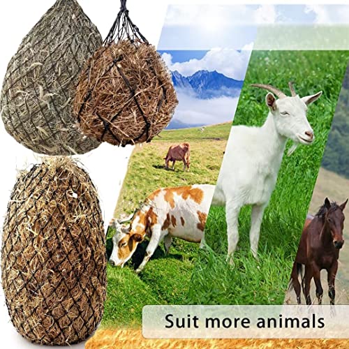 YAXSHIMU Slow Hay Feeder Hay Net, Freedom Feeder, 40" with 4" Mesh Holes, for Horse, Goats Full Day Feeding, Black, 2 PCS