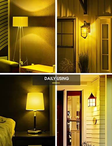 LOHAS Yellow LED Bug Light Bulbs Outdoor, A19 9W Bug Lights for Outside, 60W Equivalent, 2000K Amber Porch Light Bulb, Non-Attracting, E26 Base, Not-Dimmable, Ideal for Patio, Deck, Backyard, 2 Pack