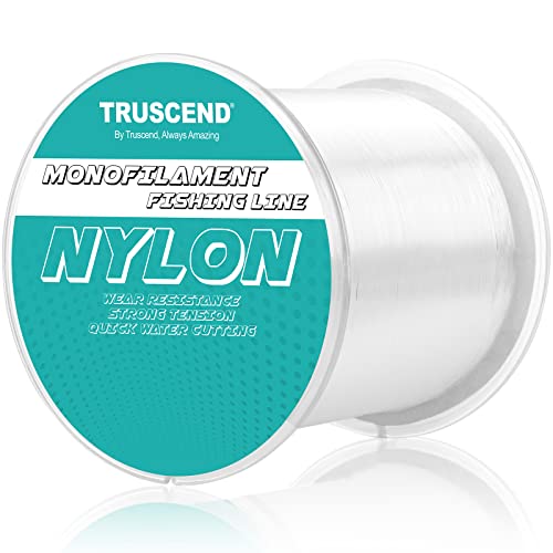 TRUSCEND Monofilament Fishing Line, Superior Nylon Low Memory Fishing Line, Excellent Casting, Exceptional Strength and Abrasion Resistance Mono Line, Ties Strong Knots, 16lb/0.3mm/547yds